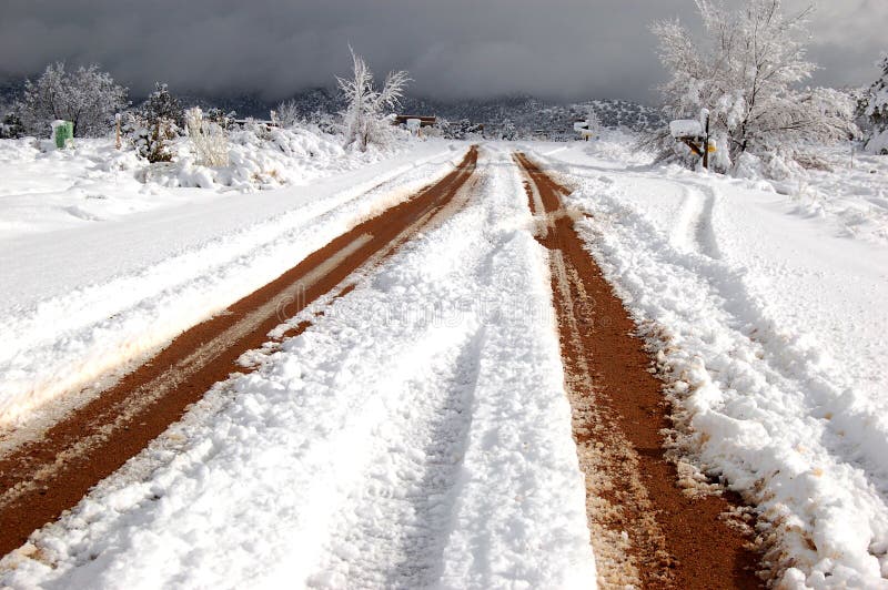 Snowy Dirt Road stock photo. Image of january, street - 4405338
