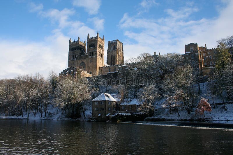 A Snowy Durham Cathederal stock photo. Image of water - 55076474