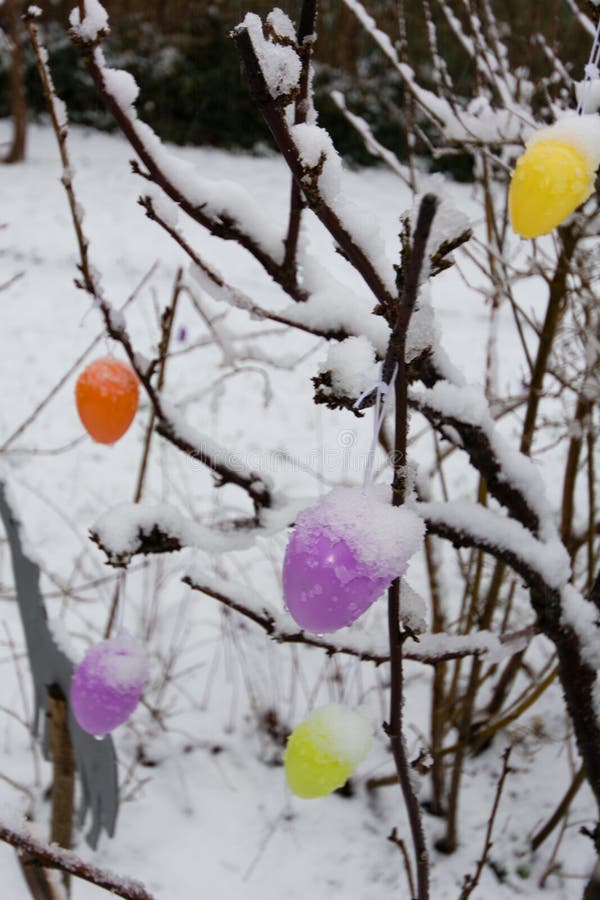 Snowy Easter Easter Egg Decoration Stock Photo - Image of decoration ...