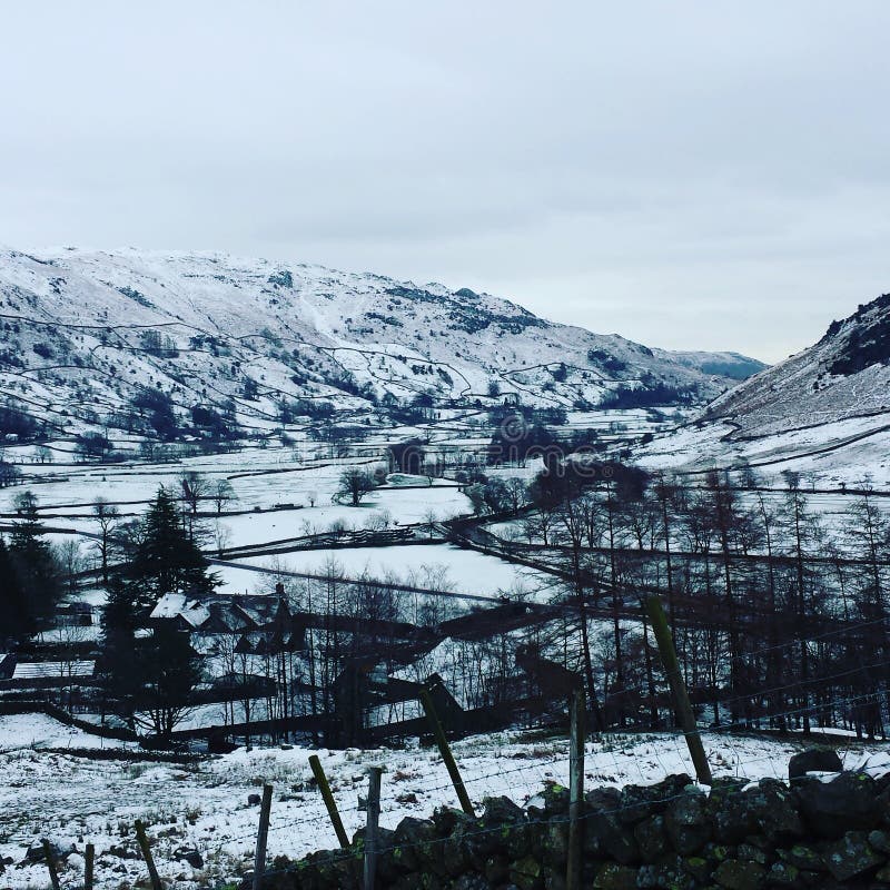 Snowy England stock image. Image of england, snow, district - 75160085
