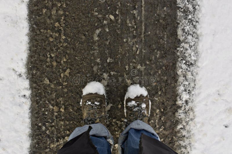 Snowy feet stock photo. Image of slush, road, winter - 12624522