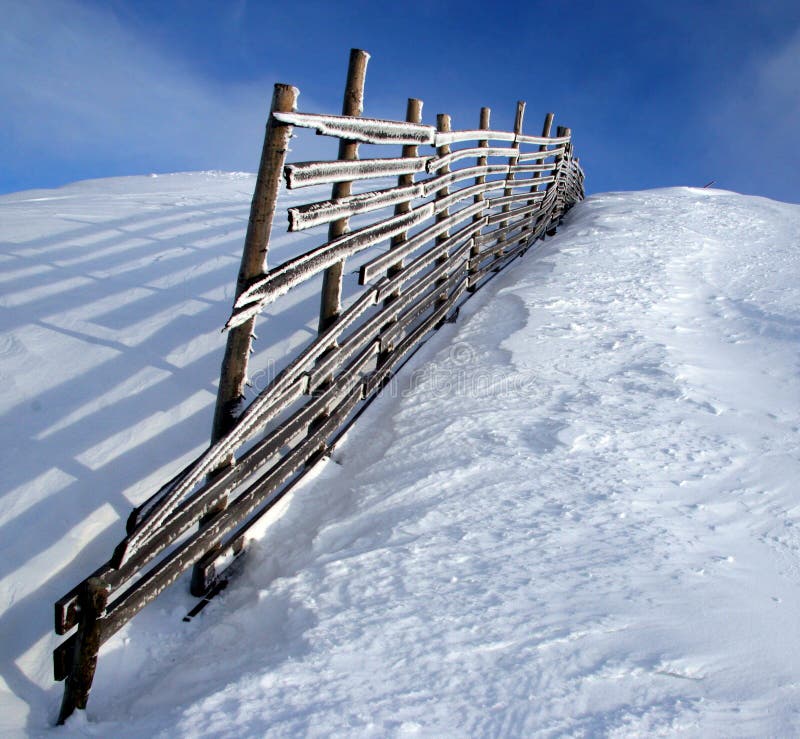 Snowy fence stock image. Image of forest, rising, covered - 259283