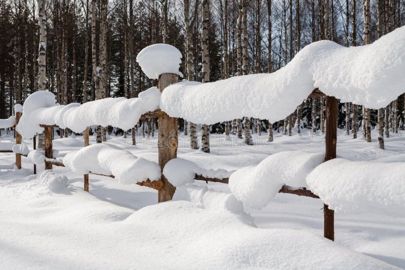 Snowy fence stock image. Image of nature, post, white - 65948319