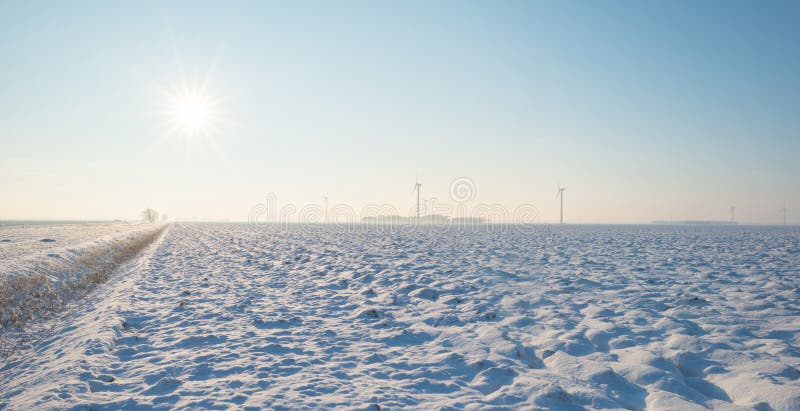 Snowy Field in the Countryside Stock Image - Image of snow, white: 78133293