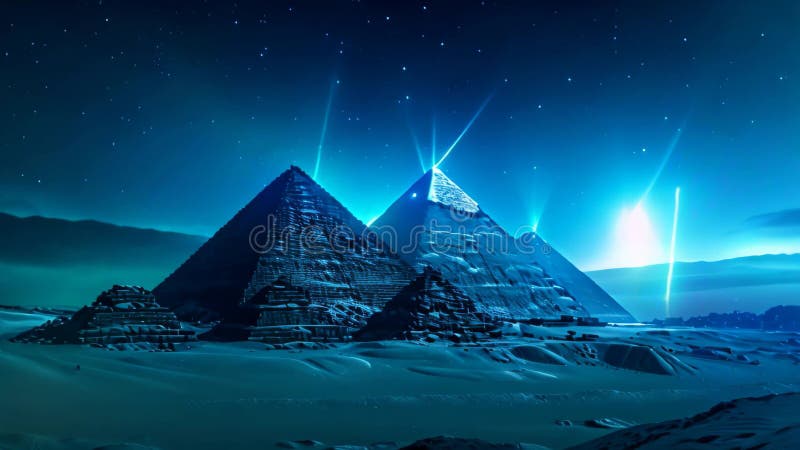 Snowy Field with a Pyramid Structure, Pyramids of Egypt Under the ...