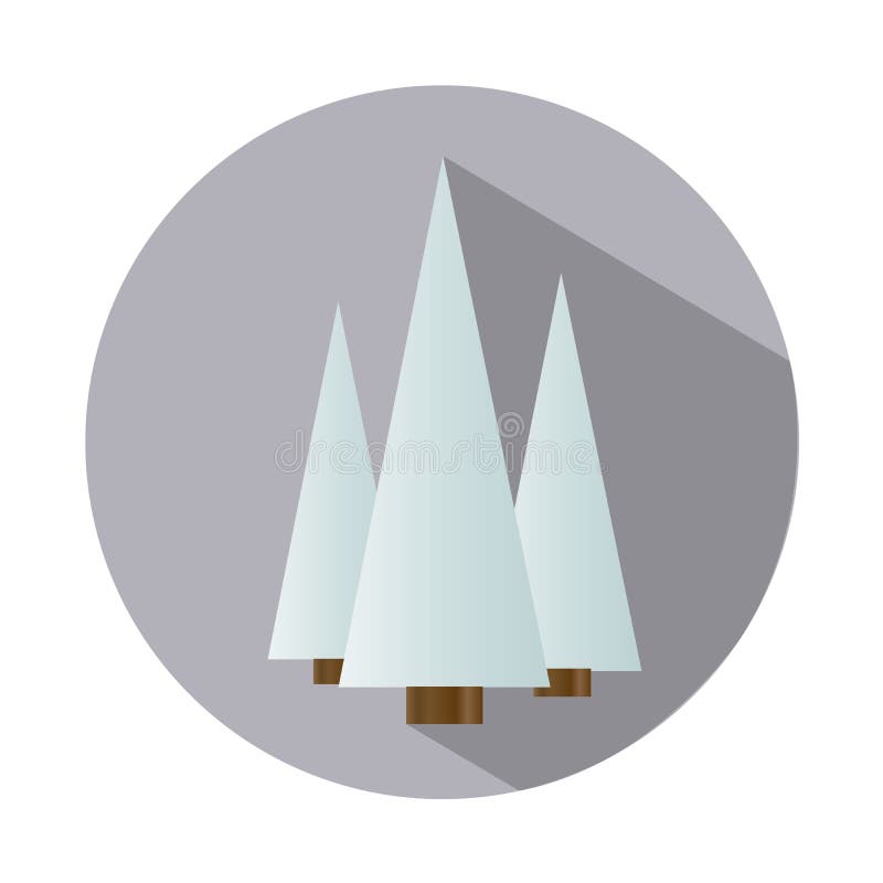 Snowy Forest Icon. Three Fir Tree Flat with Long Shadow. Vector ...