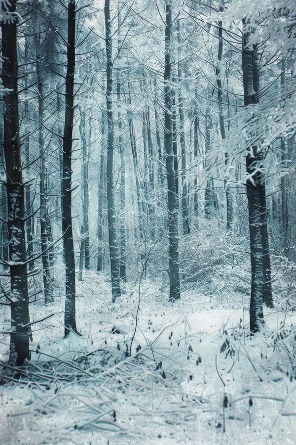 A Snowy Forest Scene Perfect for Winter Themes Stock Photo - Image of ...