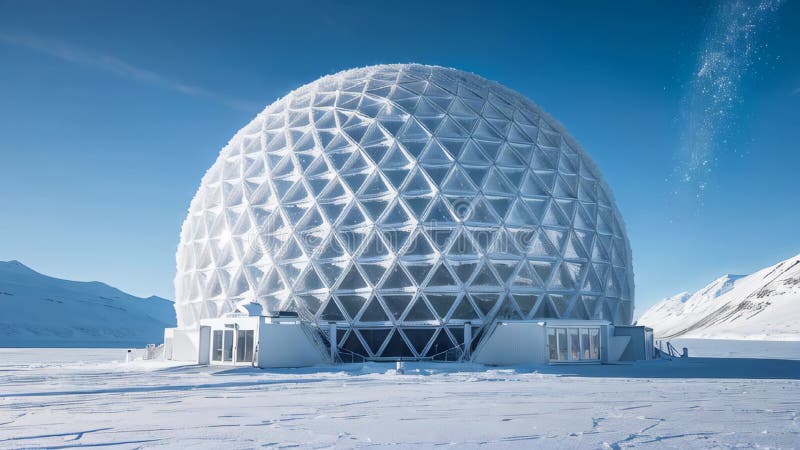 Snowy Geodesic Dome Structure Stock Video - Video of snow, winter ...
