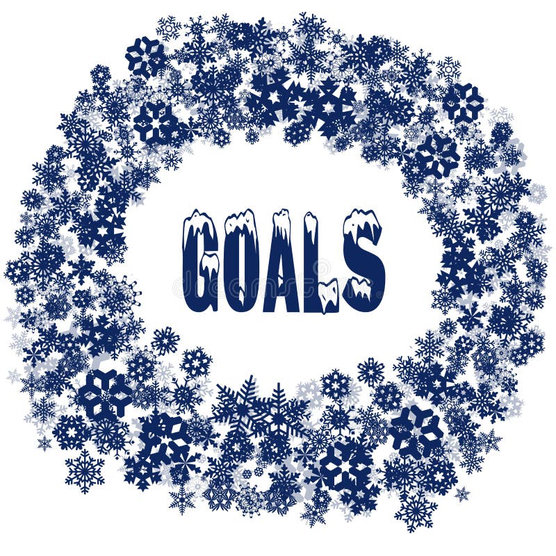 Snowy GOALS Text in Snowflake Frame. Stock Illustration - Illustration ...