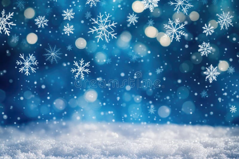 A Snowy Ground with Falling Snowflakes Stock Image - Image of climate ...