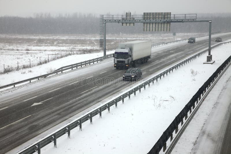 Snowy Highway stock image. Image of fast, highway, business - 33781057