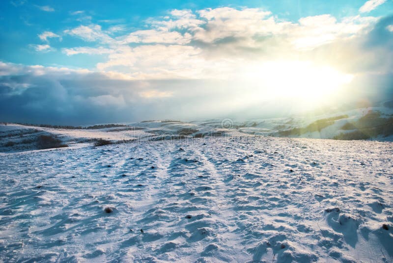Snowy hills stock image. Image of evening, outdoor, landscape - 23078515