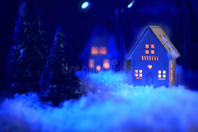 Snowy house at night stock photo. Image of mountain, snow - 81341362