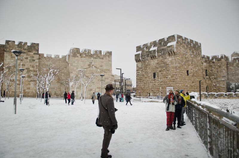 Snowy Jerusalem Winter Time Editorial Stock Photo - Image of ancient ...