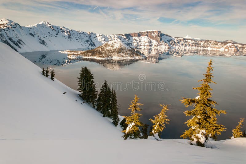 Snowy Lake in Winter stock photo. Image of trees, cold - 80766014