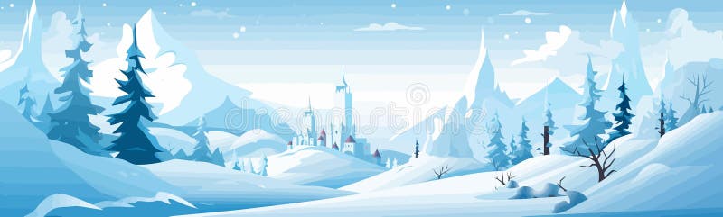 Snowy Landscape with Ice Castle Vector Simple 3d Isolated Illustration ...