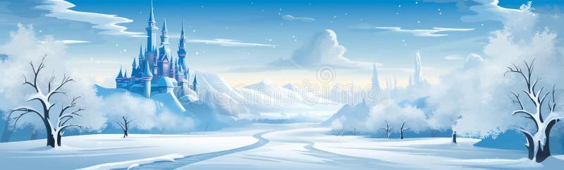Snowy Landscape with Ice Castle Vector Simple 3d Isolated Illustration ...