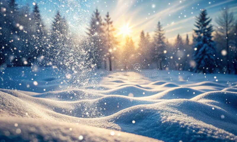 Snowy Landscape in the Light of the Setting Sun Stock Image - Image of ...