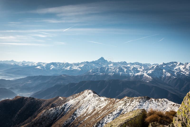 Snowy Landscape of the Monviso Mount, Italian Alps Stock Image - Image ...