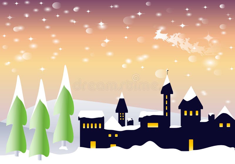 Snowy Landscape with Santa Claus Stock Vector - Illustration of design ...