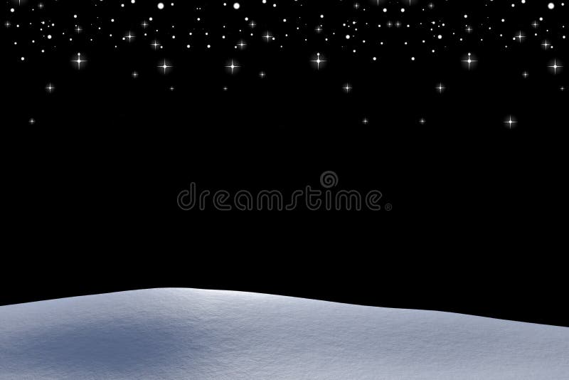 Snowy Landscape Under Night Sky Stock Illustration - Illustration of ...