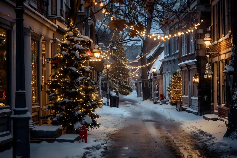 Magical Snowy Christmas Tree Lane Winter Wonderland Festive Lights ...
