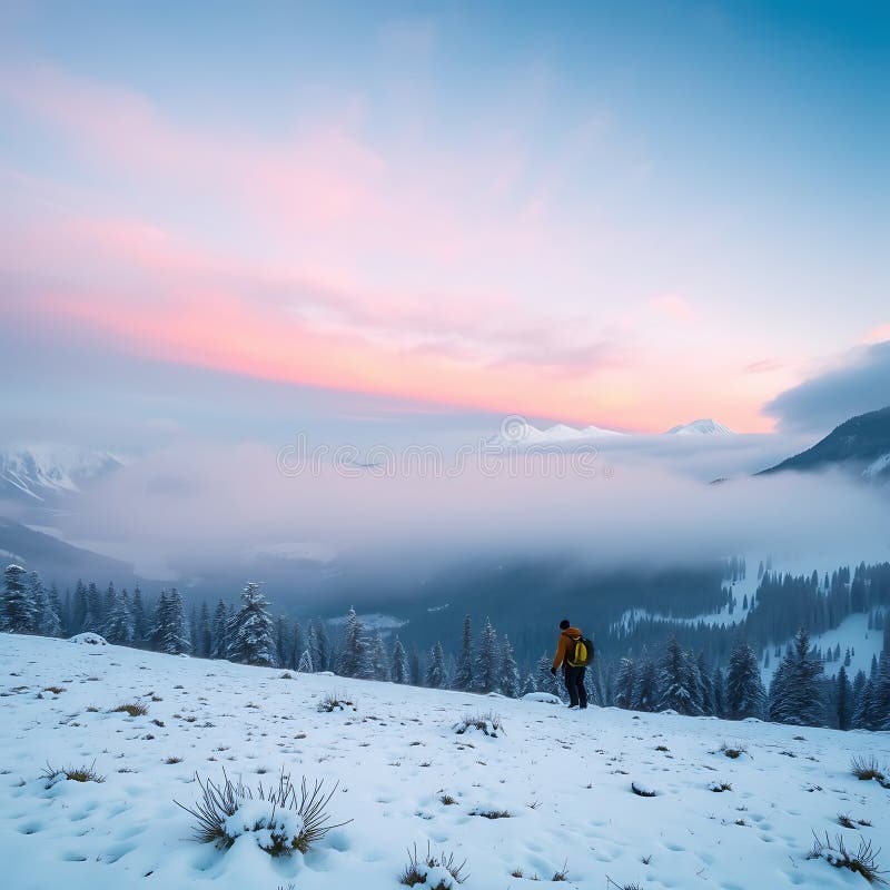 Snowy Meadow in Swiss Alps at Dawn Stock Illustration - Illustration of ...