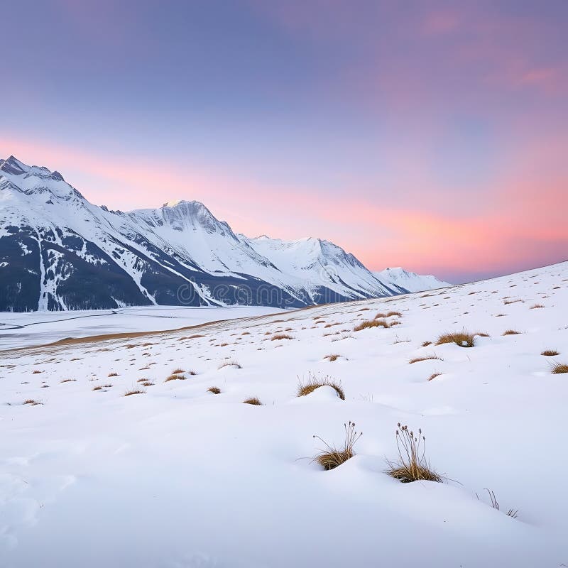 Snowy Meadow in Swiss Alps at Dawn Stock Illustration - Illustration of ...