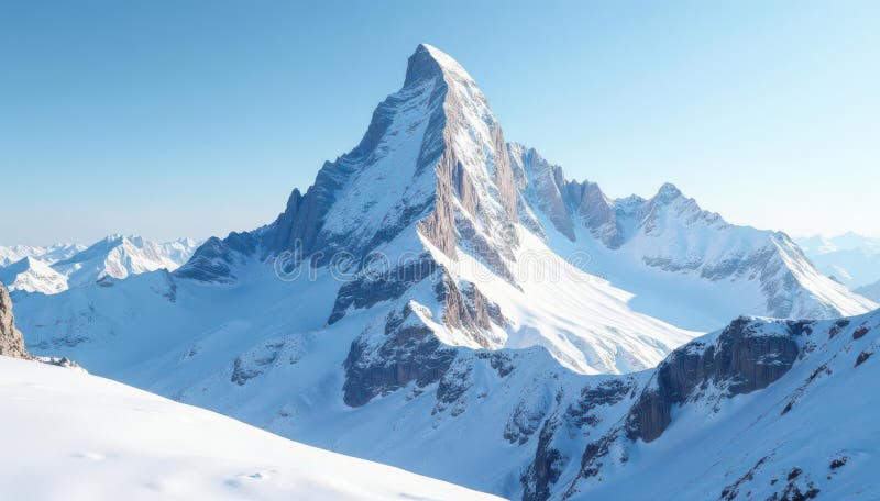 Snowy Mountain Peak, Pristine White, Clear Sky, Elevation, Texture ...