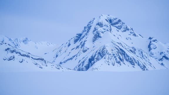 Snowy Mountain Peak Under a Clear Sky Stock Illustration - Illustration ...