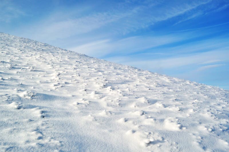 Snowy Mountain Slope and Blue Sky Stock Photo - Image of horizon ...