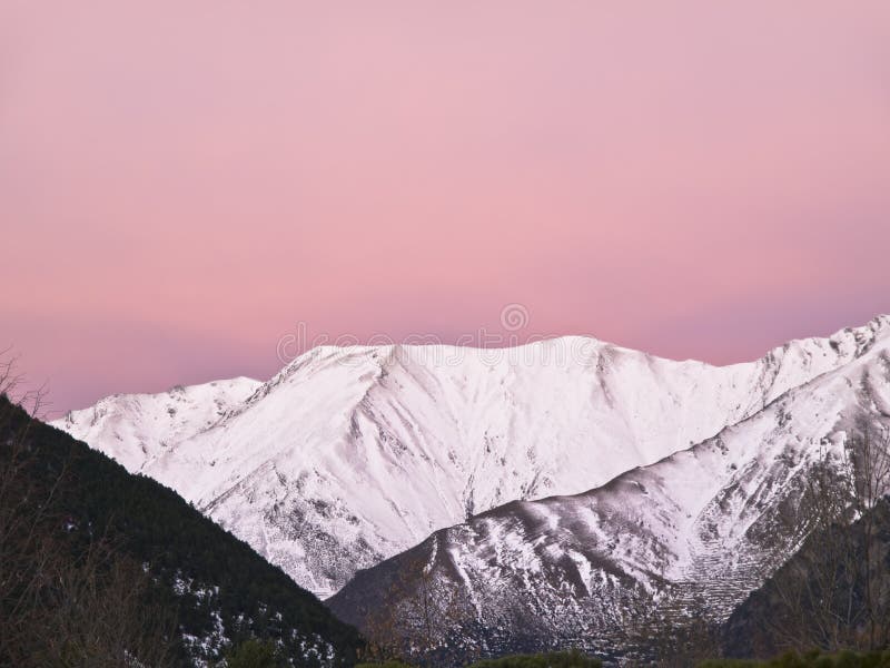 Snowy Mountain at Sunrise stock image. Image of spain - 12121225