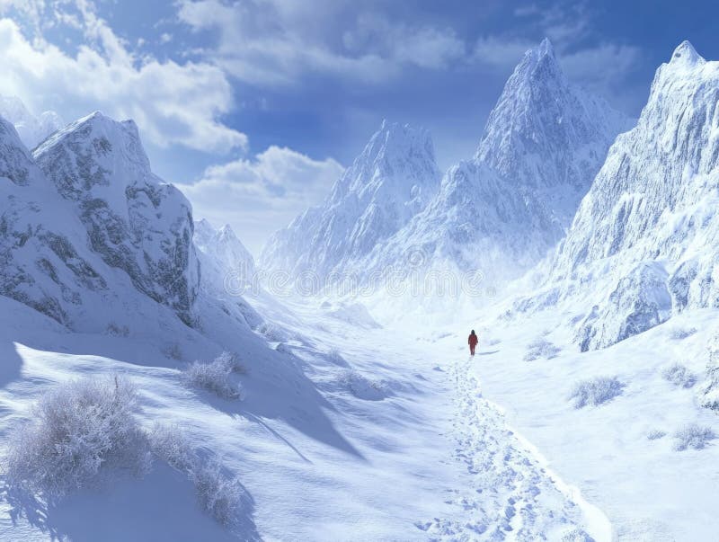 Snowy Mountain Trail stock photo. Image of hiking, snowy - 363564414