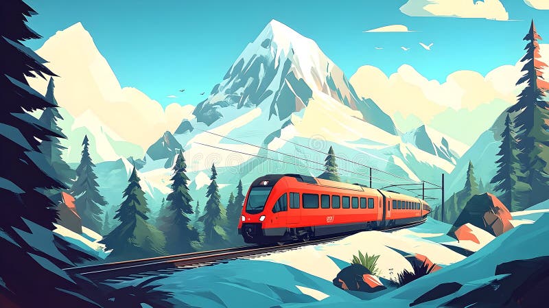 Alpine Train Journey stock illustration. Illustration of tourism ...