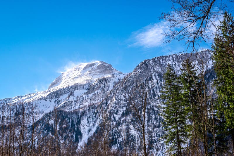 Snowy Mountain in Upper Austrian Alps Stock Image - Image of nature ...