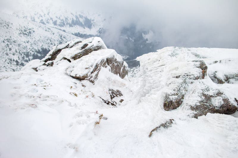 Snowy mountains stock photo. Image of deep, cold, ravine - 132241210