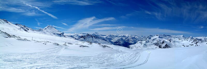 Snowy mountains panorama stock image. Image of panorama - 4590391