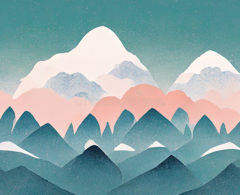 Snowy Mountains Simple Landscape Illustration. Snowfall in the ...