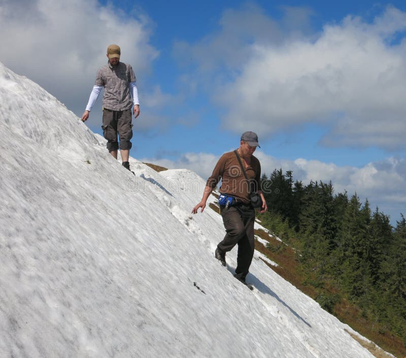 Snowy Mountains in the Summer Stock Image - Image of tourists, spring ...
