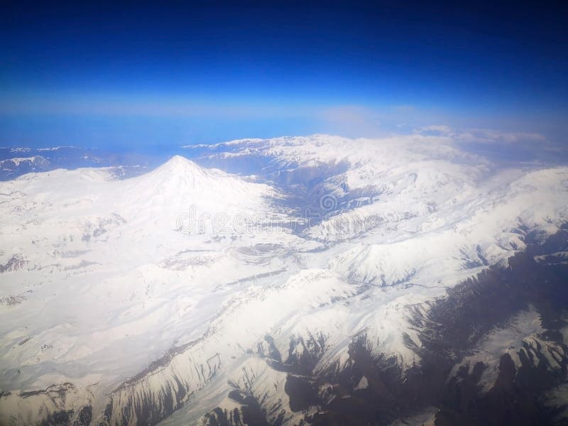 Snowy Mountains, View from Above. Stock Image - Image of plane ...