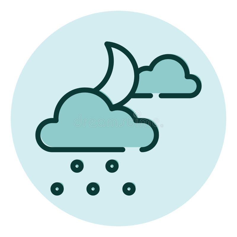 Snowy night forecast, icon stock vector. Illustration of isolated ...