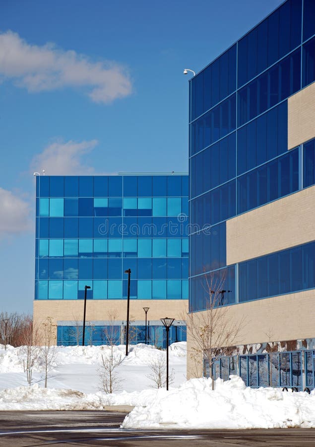 Snowy Office Park stock photo. Image of frame, facade - 13073468