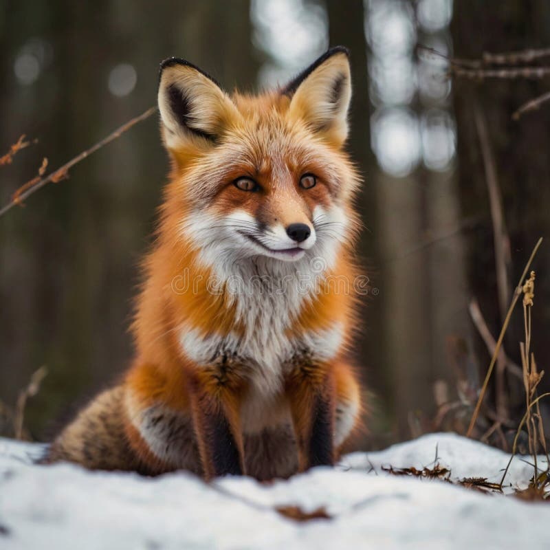 Snowy Orange fox stock illustration. Illustration of spirit - 324933899