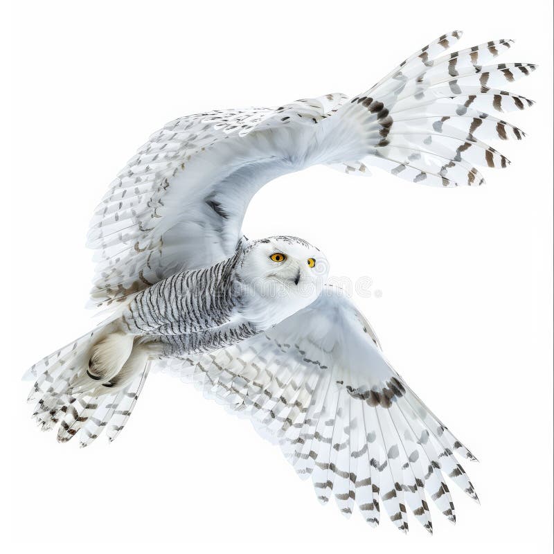 A Snowy Owl in Mid-flight, Its White Feathers Blending Seamlessly with ...