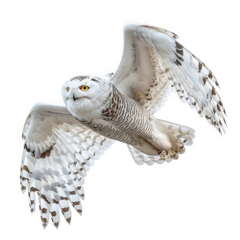 A Snowy Owl in Mid-flight, Its White Feathers Blending Seamlessly with ...