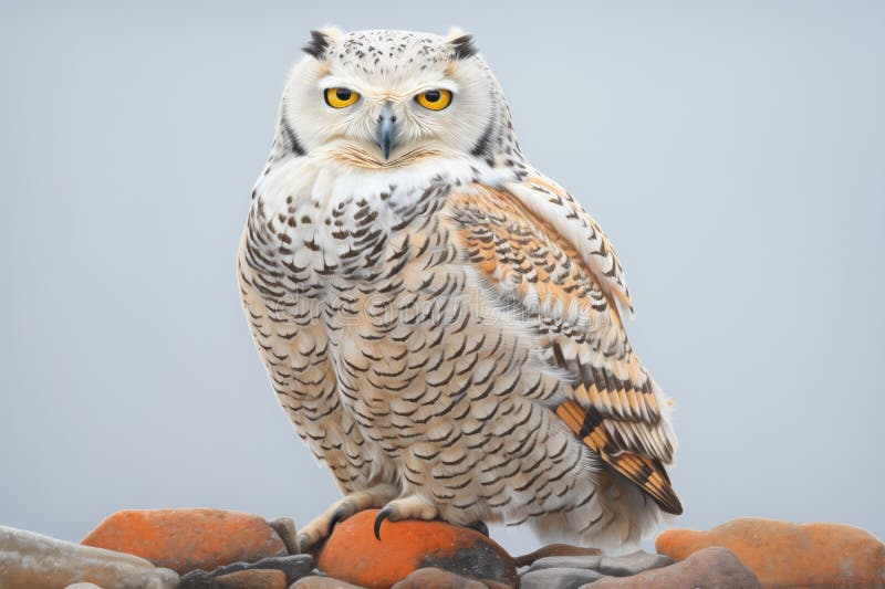 Snowy Owl with Ruffled Feathers Due To a Cold Breeze Stock Photo ...