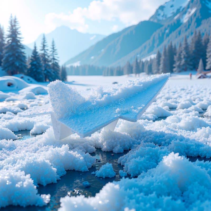 Snowy Paper Airplane stock image. Image of airplane - 375218905