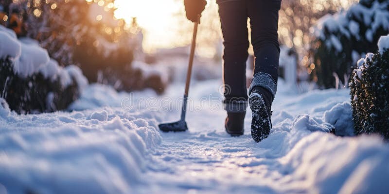 Snowy Path stock photo. Image of pole, walking, fitness - 379008022