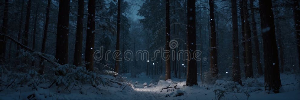 Snowy Path through Forest stock illustration. Illustration of forest ...