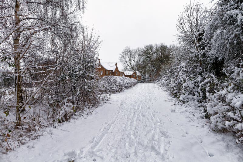 Snowy Path through the Park Stock Image - Image of english, snowy ...
